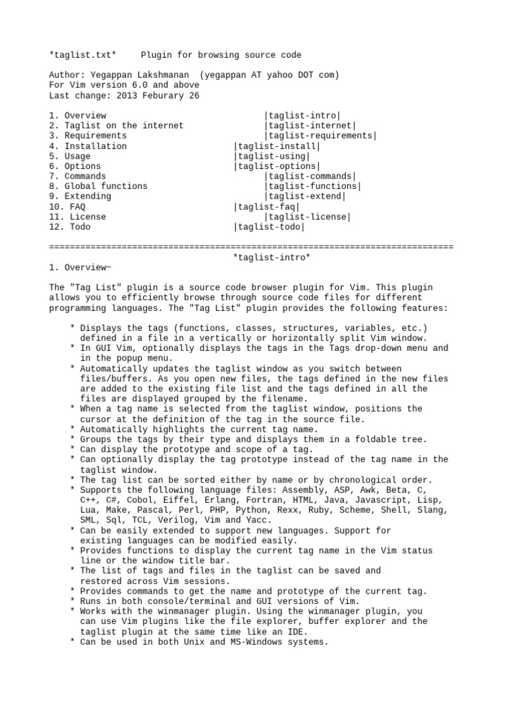taglist | PDF | Menu (Computing) | Tag (Metadata)