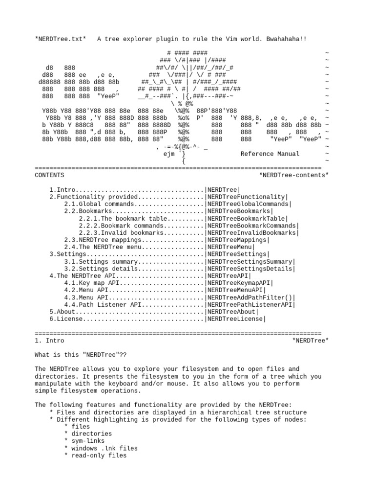 NERDTree Vim Plugin Guide | PDF | Computer File | Menu (Computing)