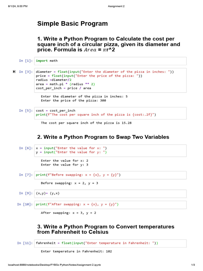 Assignment 2 | PDF | Fahrenheit | Sphere