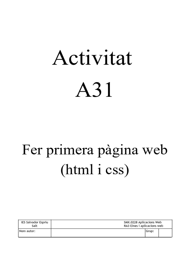 2024-0228.A31 Fer Primera Pàgina Web (HTML I CSS) | PDF