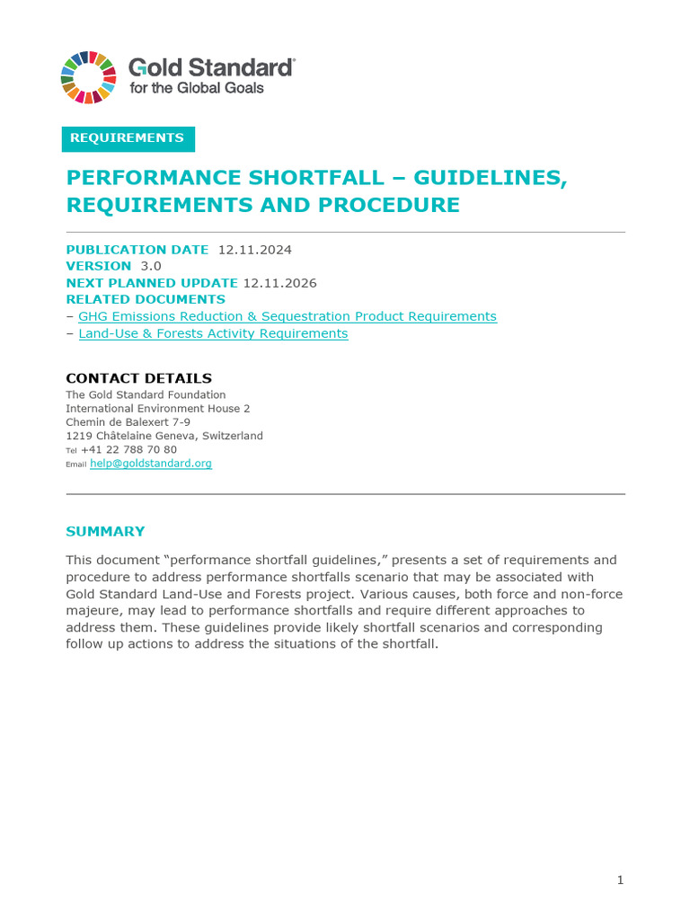 501G_V3.0_PR_Performance-Shortfall-Guidelines | PDF