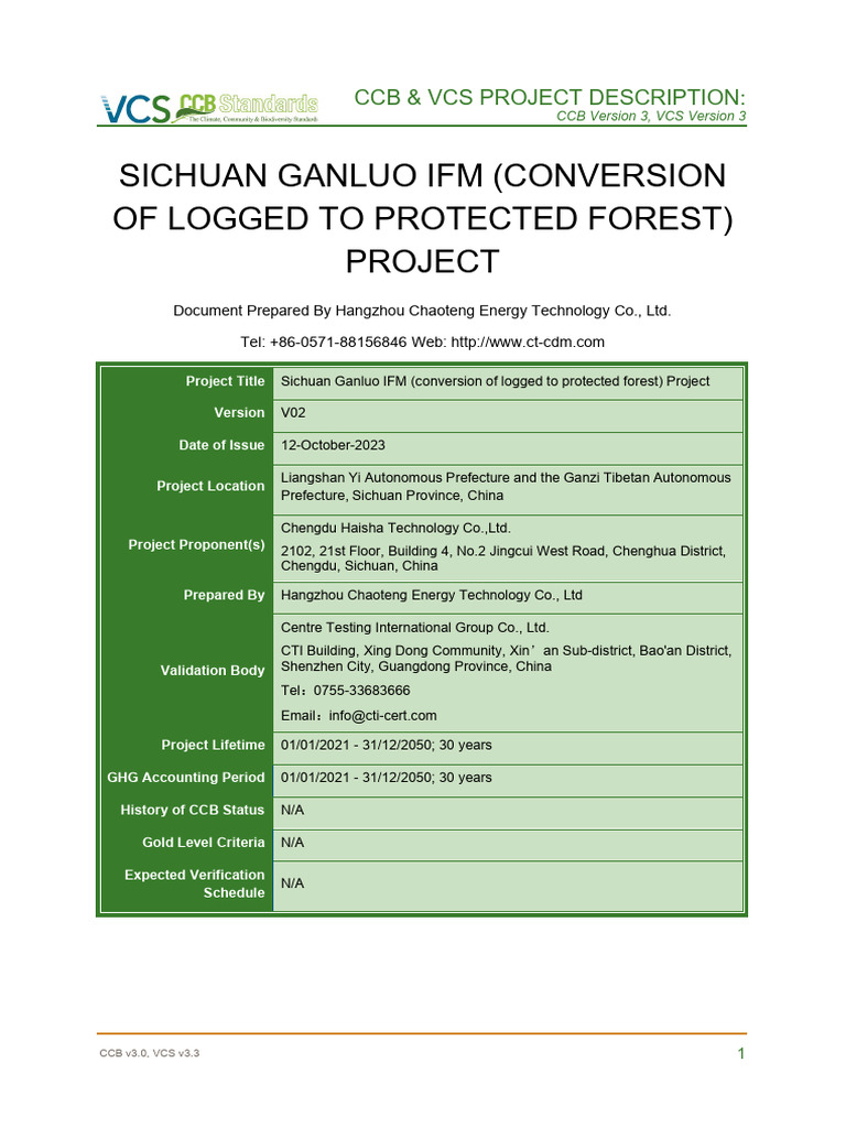 CCB VCS Project Description GANLUO-V03 | PDF | Temperate Climate | Physical Geography