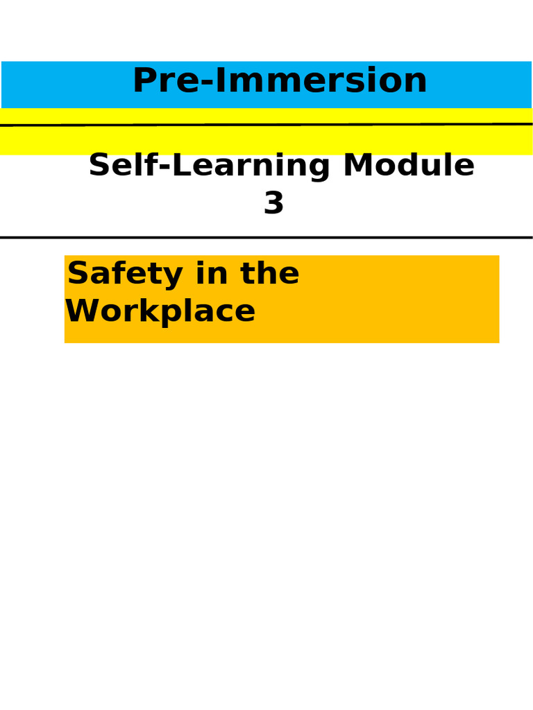 PRE-IMMERSION the-Workplace-Module-0107 | PDF | Personal Protective Equipment | Occupational ...