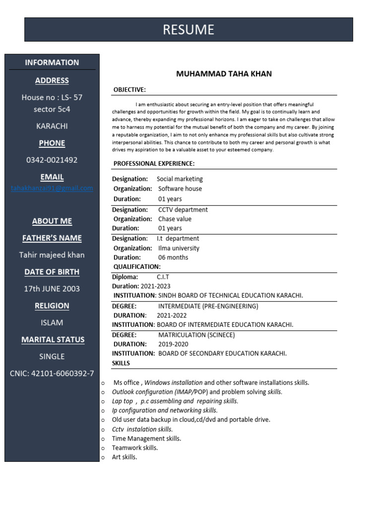 Entry-Level Career Aspirant | PDF | Computing