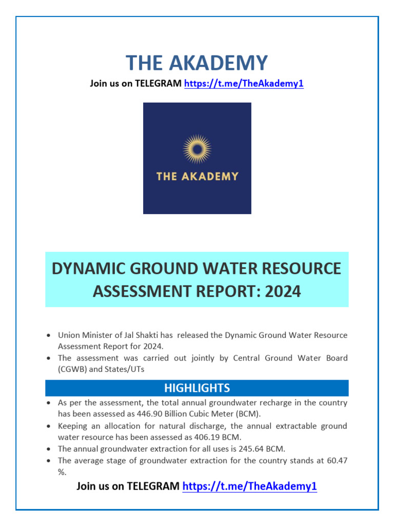 Dynamic Ground Water Resource Assessment Report - 250104 - 120901 | PDF ...