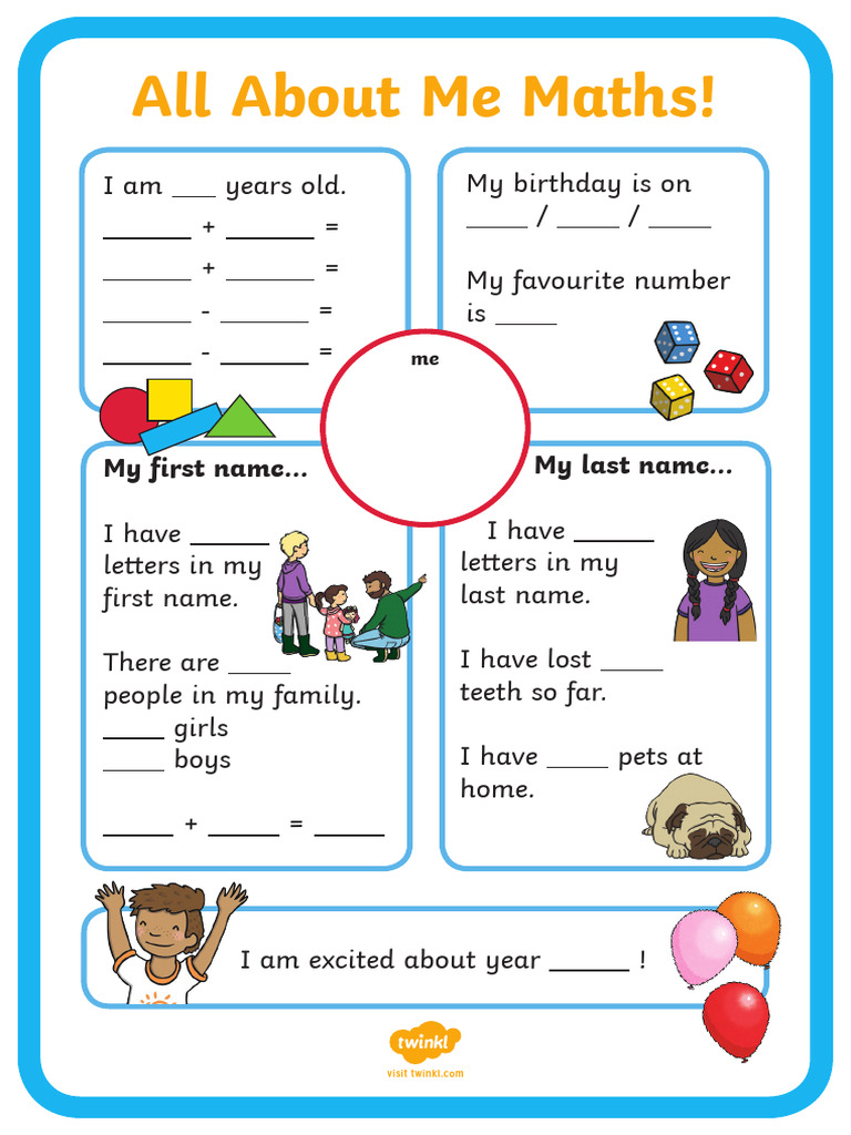 T N 7589 All About Me Maths Display Poster Activity Sheet Ver 1 | PDF