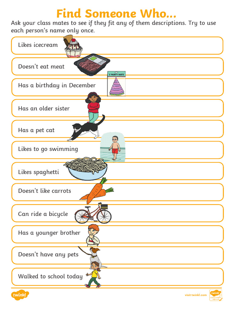 T S 1019 Find Someone Who Questionnaire Sheets - Ver - 2 | PDF