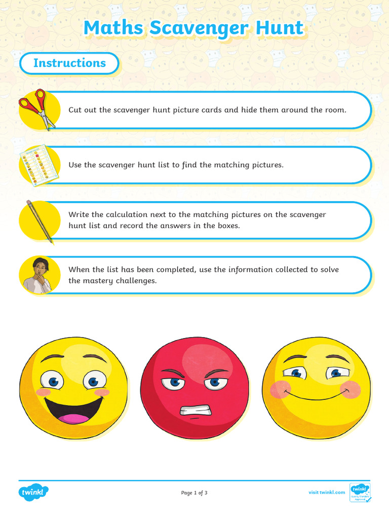 6th Grade Maths Scavenger Hunt Guide | PDF