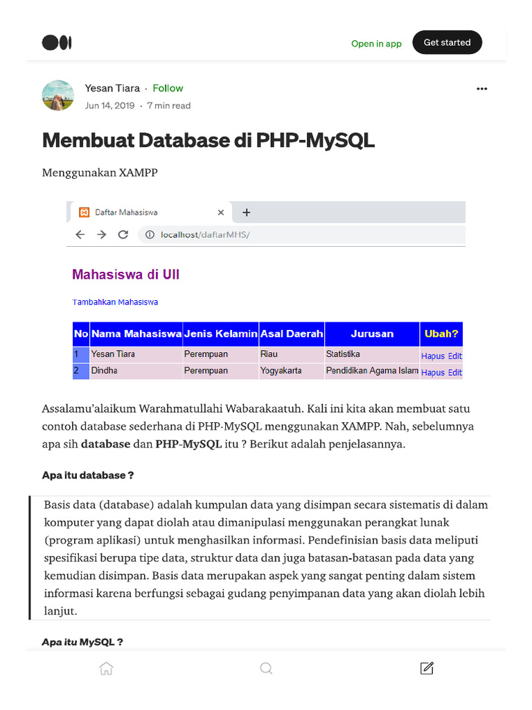 Membuat Database di PHP-MySQL. Menggunakan XAMPP | PDF