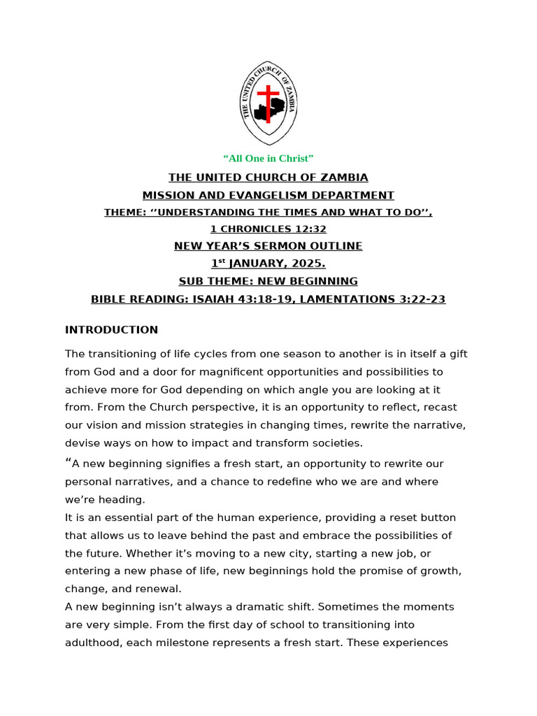New Beginnings: A 2025 Sermon Outline | PDF | Bible Prophecy ...