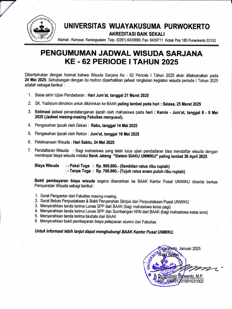 Ralat Pengumuman Wisuda Periode 1 Tahun 2025 | PDF
