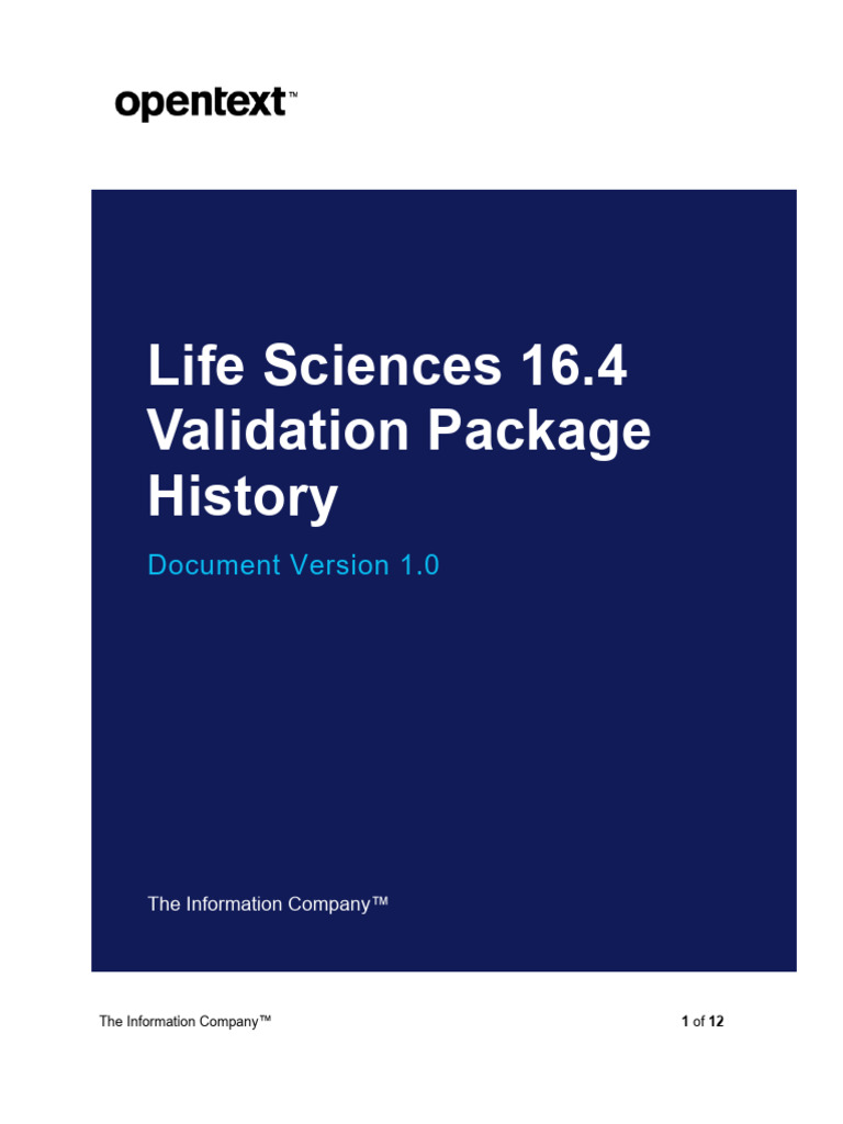 Life Sciences 16.4 Solutions Validation Package History | PDF ...