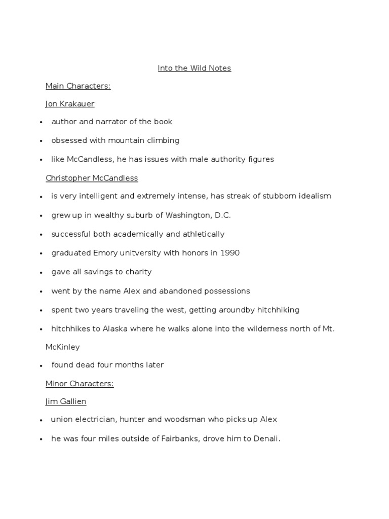 Into The Wild Notes | Download Free PDF | Leisure | Nature