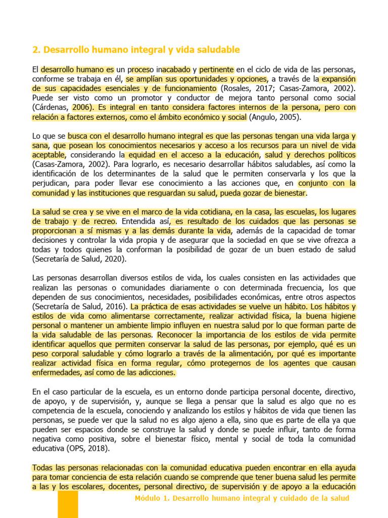 Módulo 1 - Tema 2 Desarrollo Humano Integral y Vida Saludable | PDF