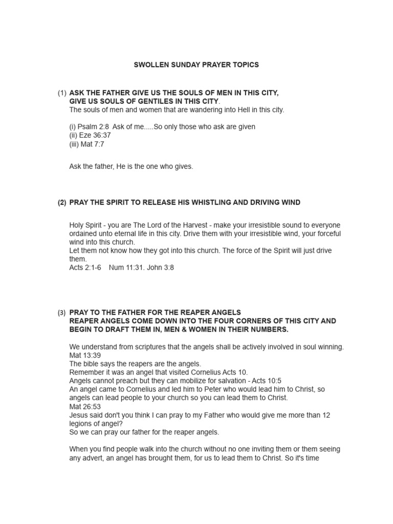 Swollen Sunday Prayers | PDF | Acts Of The Apostles | Angel