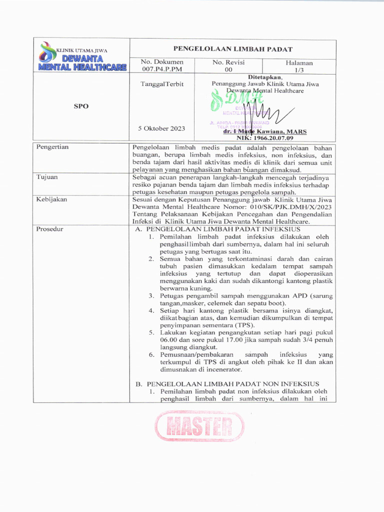 SPO PENGELOLAAN LIMBAH PADAT | PDF