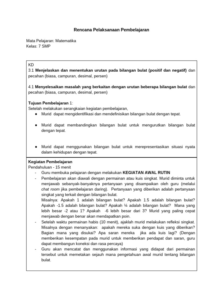Contoh RPP Berdiferensiasi | PDF