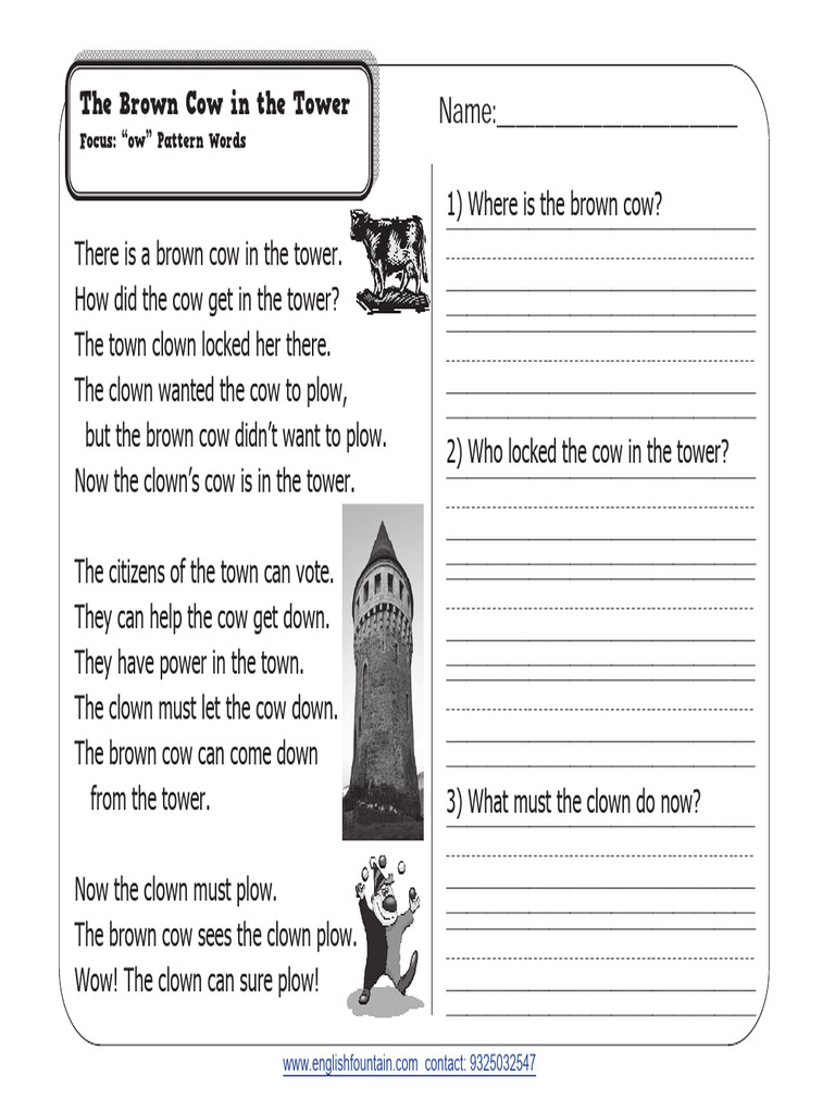 Gr1 Wk34 The Brown Cow in The Tower | PDF