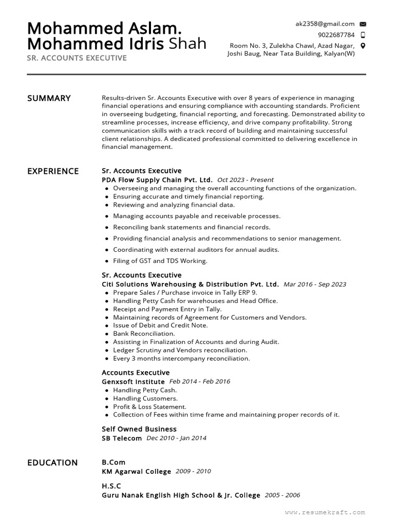 Resume Mohammed A Slams Hah | PDF | Accounts Payable | Accounting