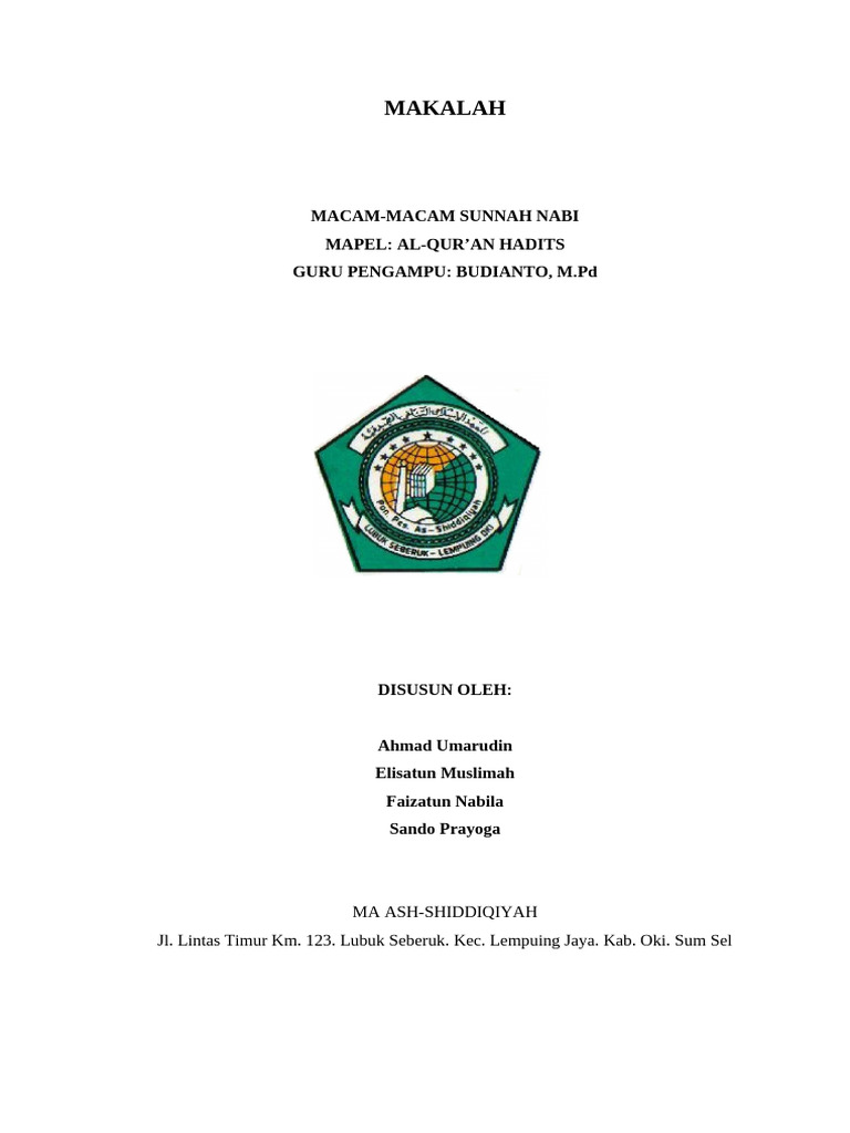 Makalah Macam Macam Sunnah Nabi Muhammad | PDF