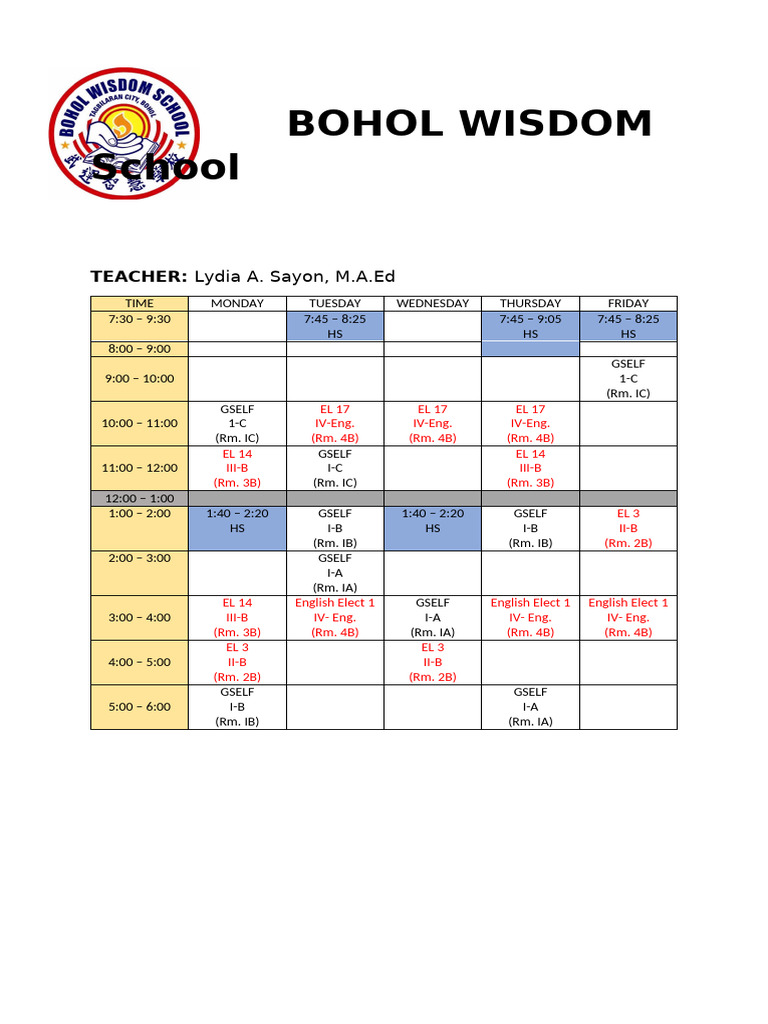 Sample Class Program | PDF