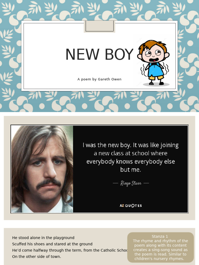 New Boy Poem Grade 8 | PDF | Poetry