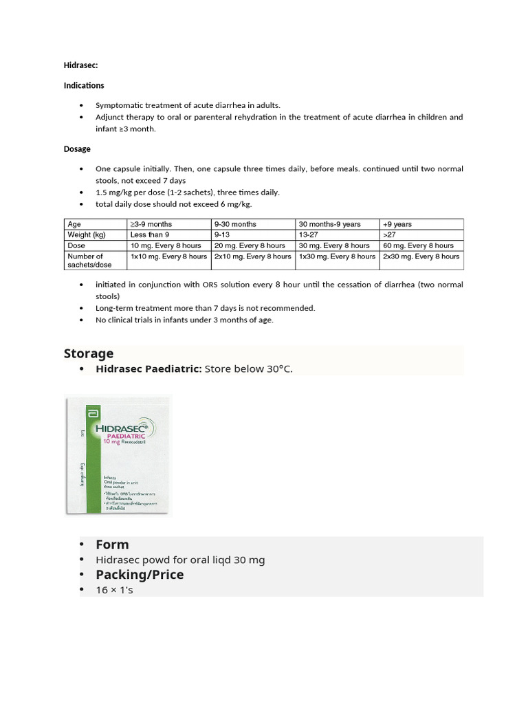Pediatric Diarrhea Treatment Guidelines | PDF | Diarrhea | Dose ...