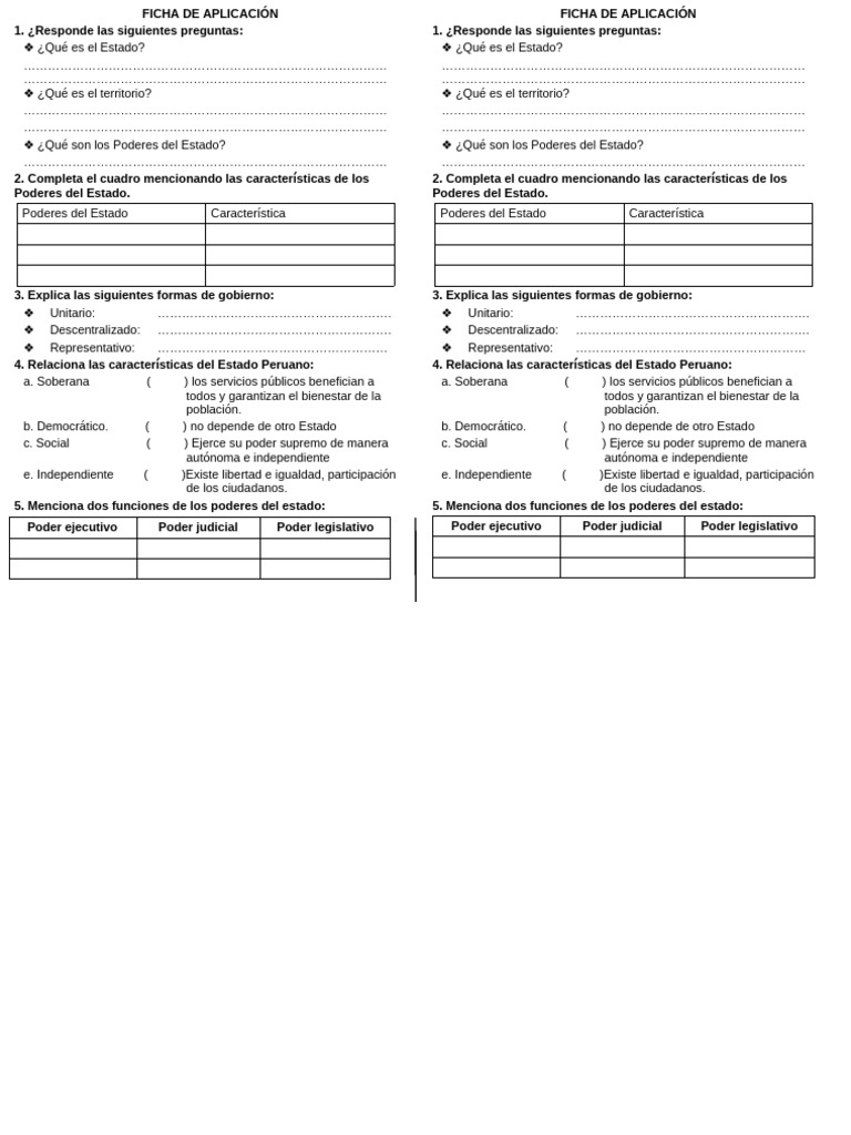 Ficha de Aplicació1 | PDF | Estado (política) | Separación de poderes