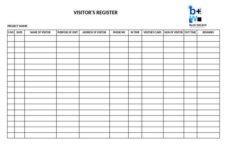 Visitor's Register for Scribd Project | PDF