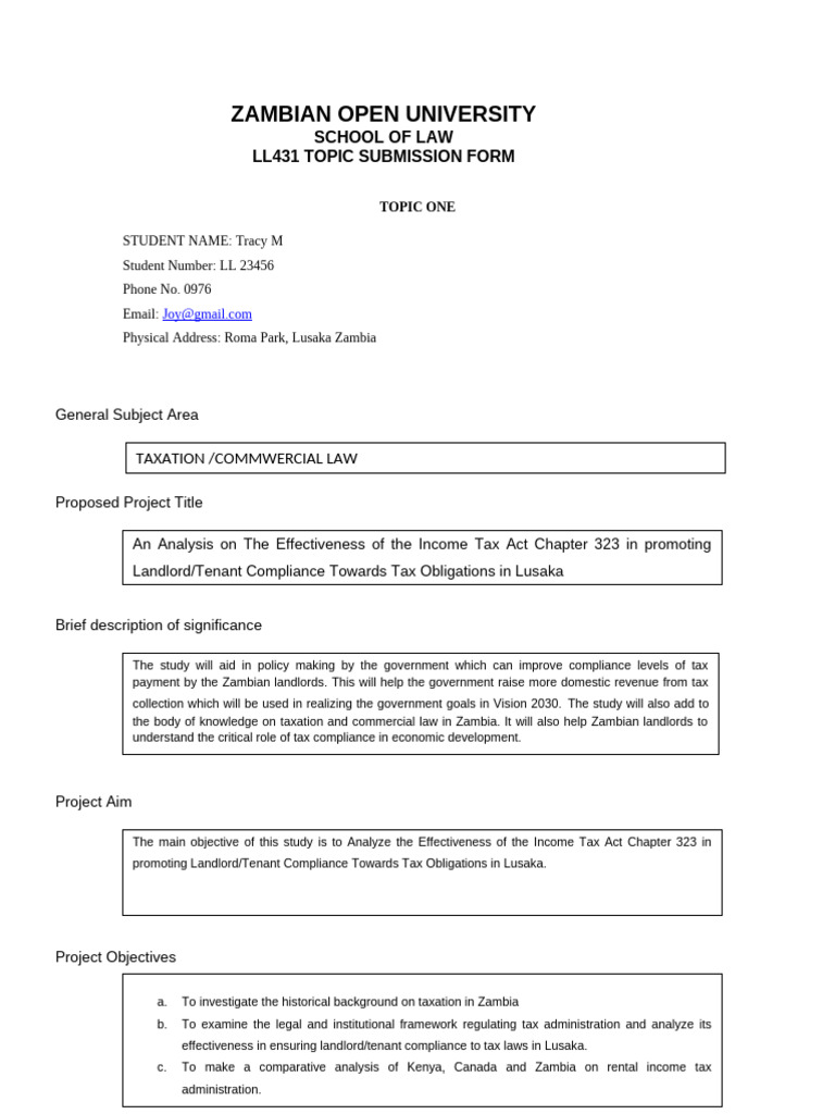 Topic Submission Form - Updated | PDF | Taxes | Landlord