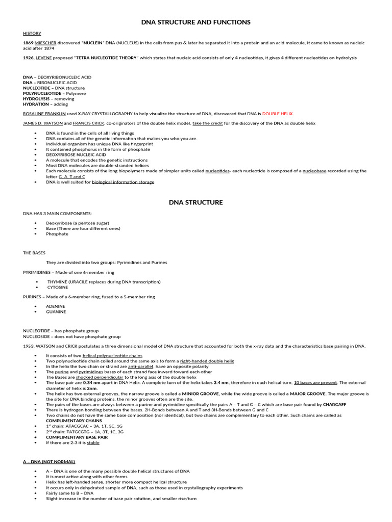 GEN-BIO-2-REVIEWER-NOTES | PDF | Dna | Nucleic Acids