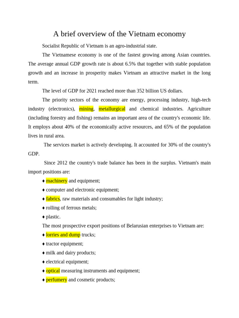 Overview of Vietnam's Growing Economy | PDF | Vietnam | Economies