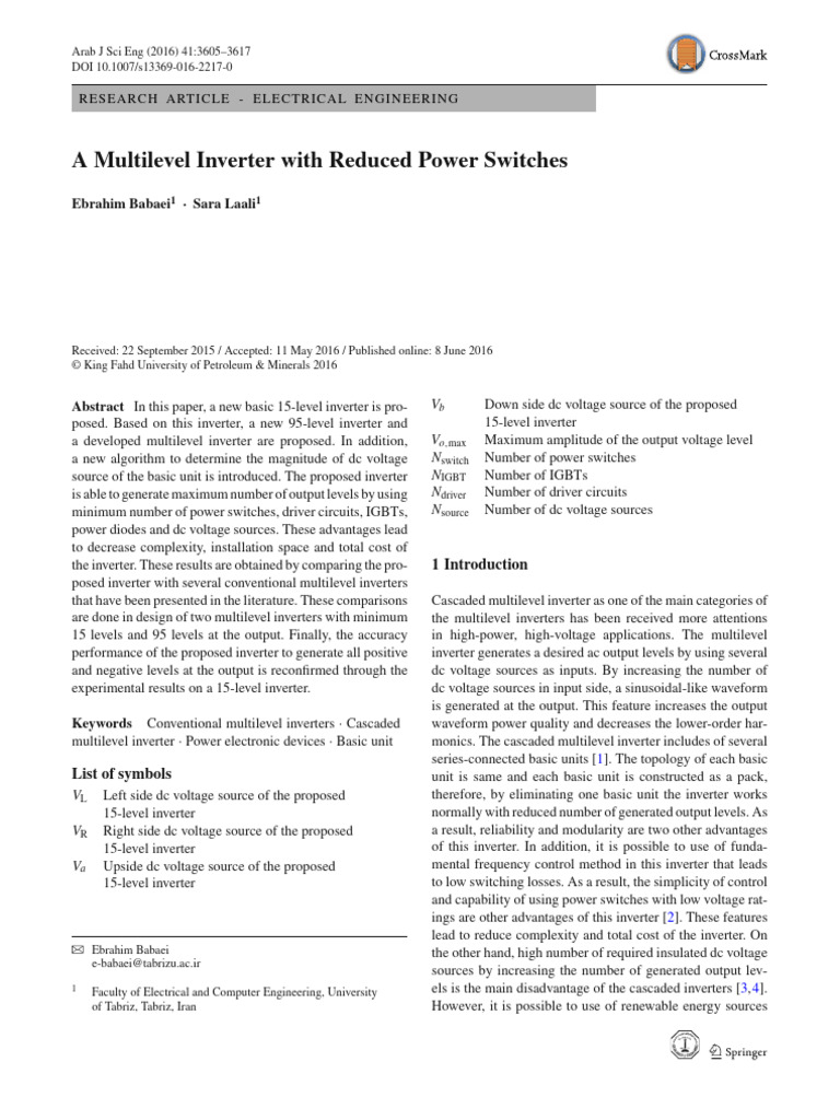 Babaei-Laali2016 Article AMultilevelInverterWithReduced | PDF | Power ...