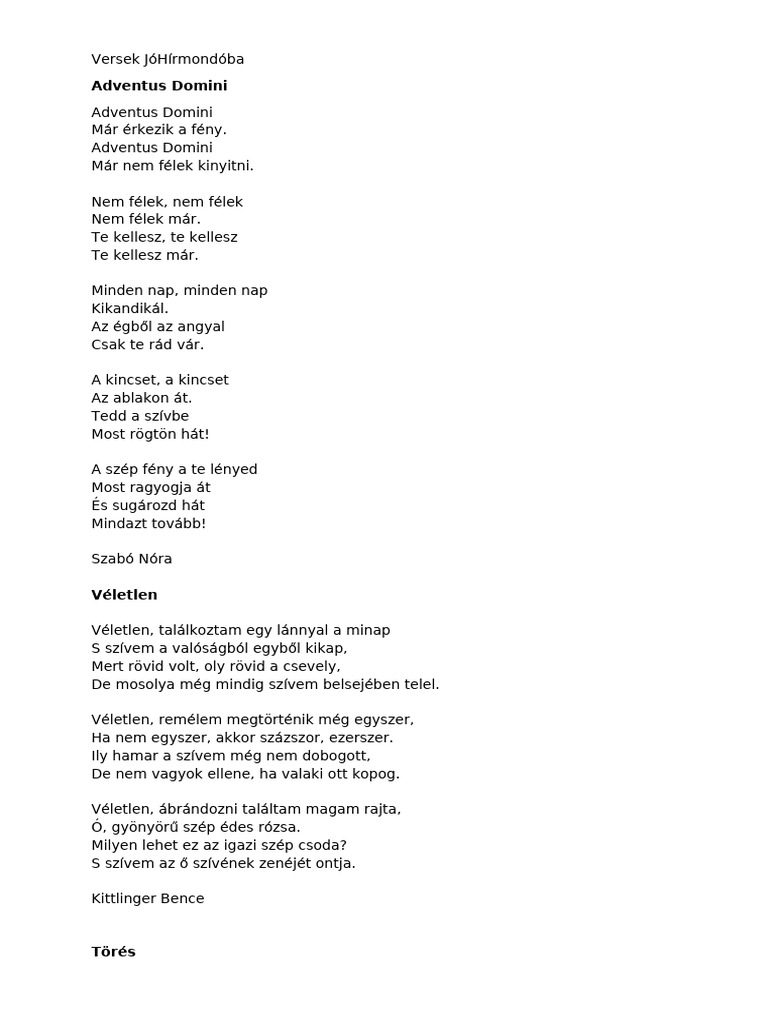 Versek JóHírmondóba | PDF