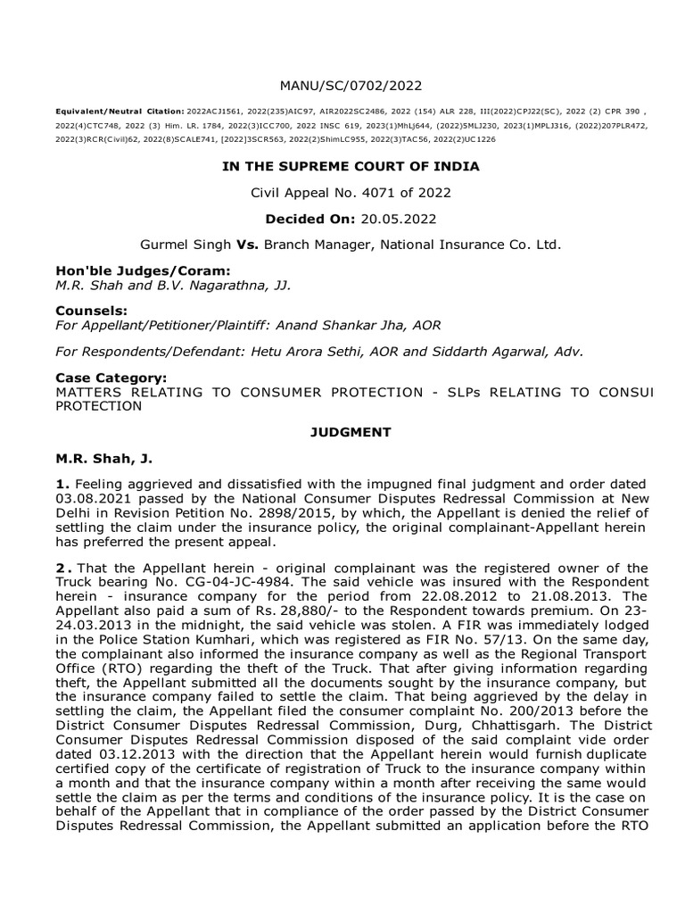 Supreme Court Ruling on Insurance Claim | PDF | Insurance | Appeal
