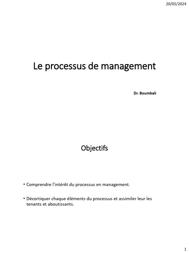 05 - Le processus de management | PDF | Business | Planification