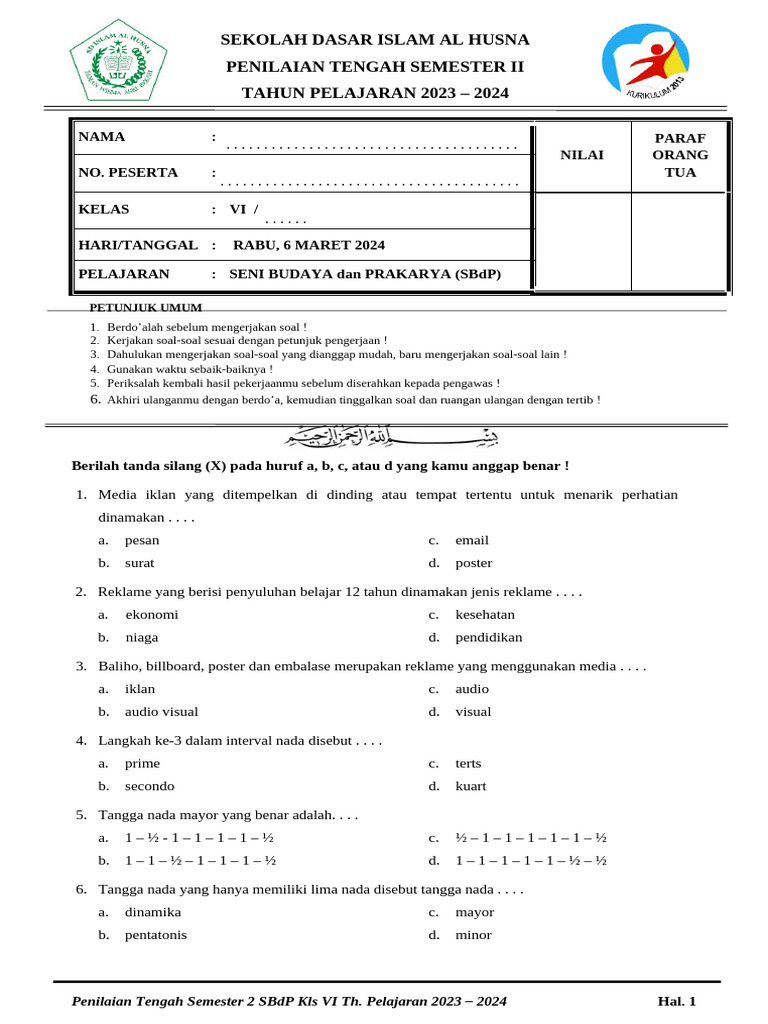 PTS 2 SBDP Th 23-24 | PDF