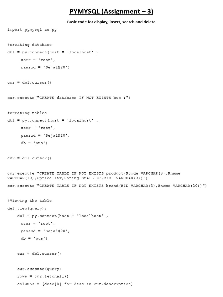 PYMYSQL3 | PDF | Information Retrieval | Data Management