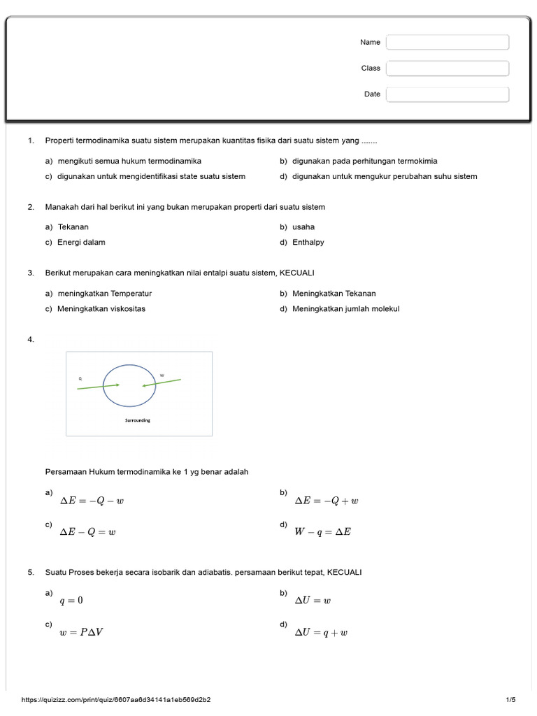 Remidi Uas Kf 1_hukum Termodinamika_share | PDF