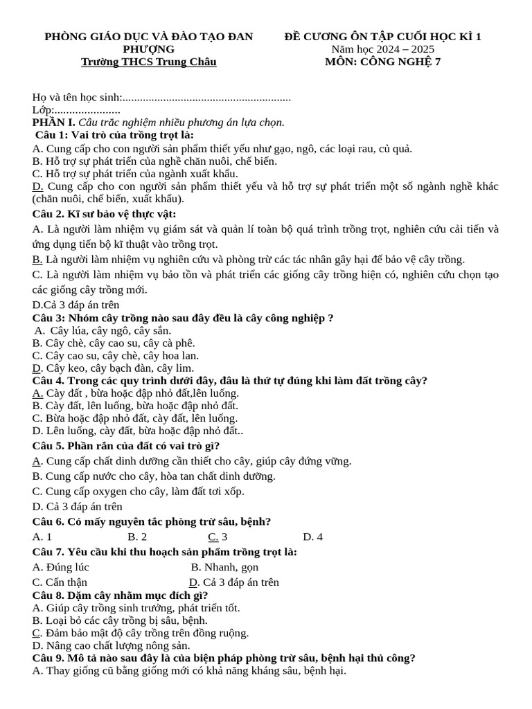 ĐỀ CƯƠNG CN7 | PDF