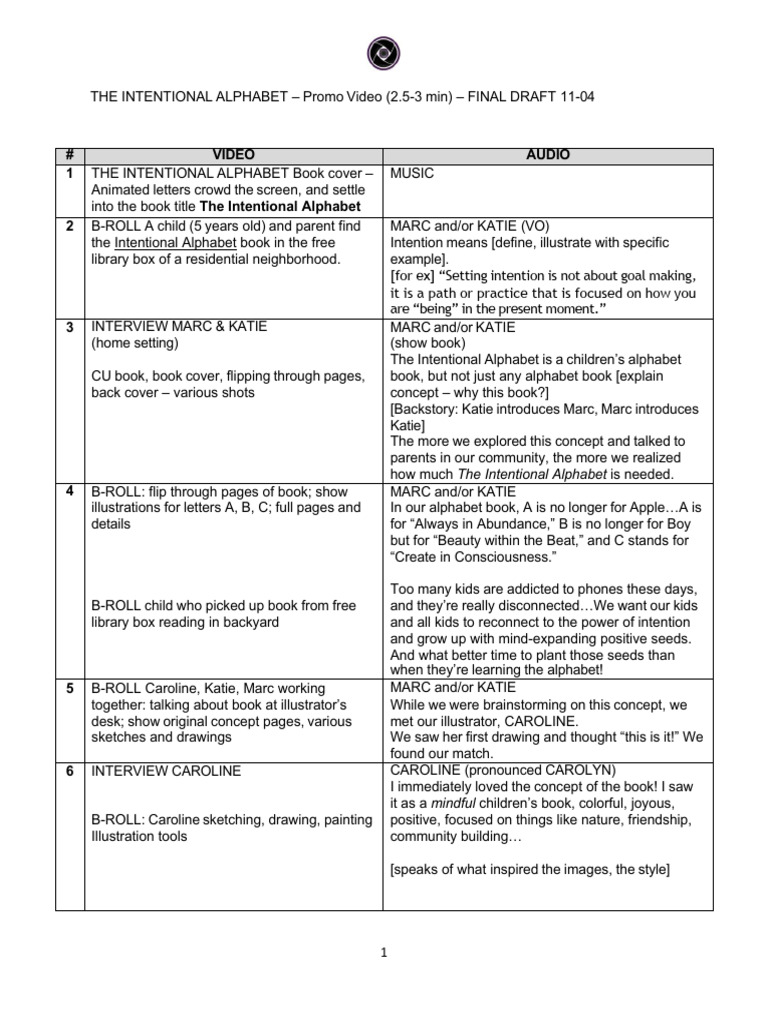 Intentional Alphabet - Split Script Final Draft - 1104 | PDF