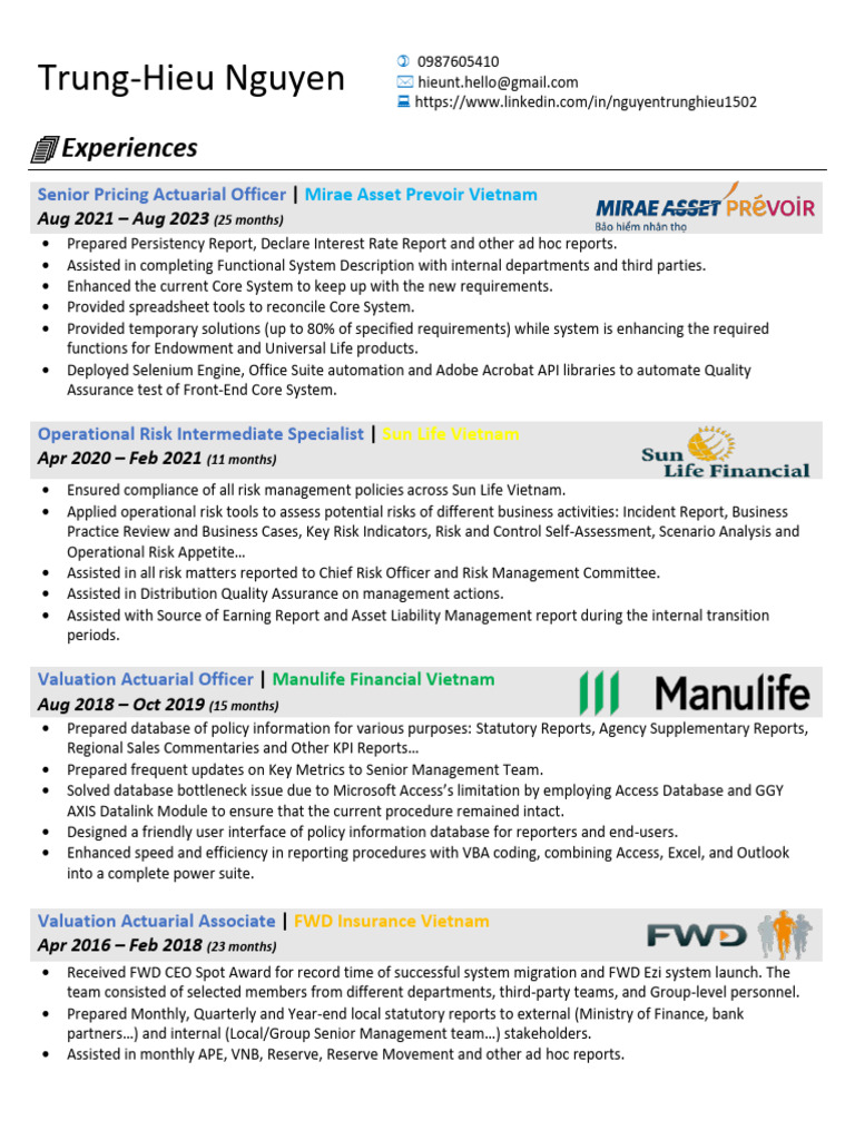 Dinh Phi - Nguyen Trung Hieu | PDF | Actuarial Science | Risk