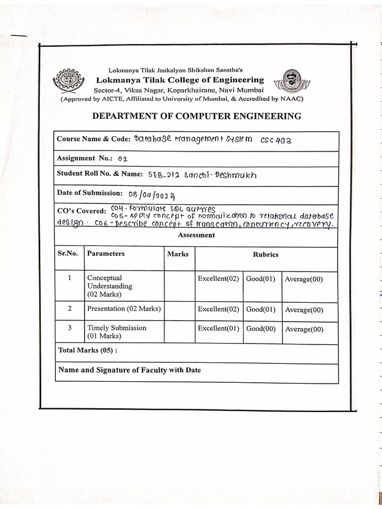 DBMS Assignment 2 | PDF