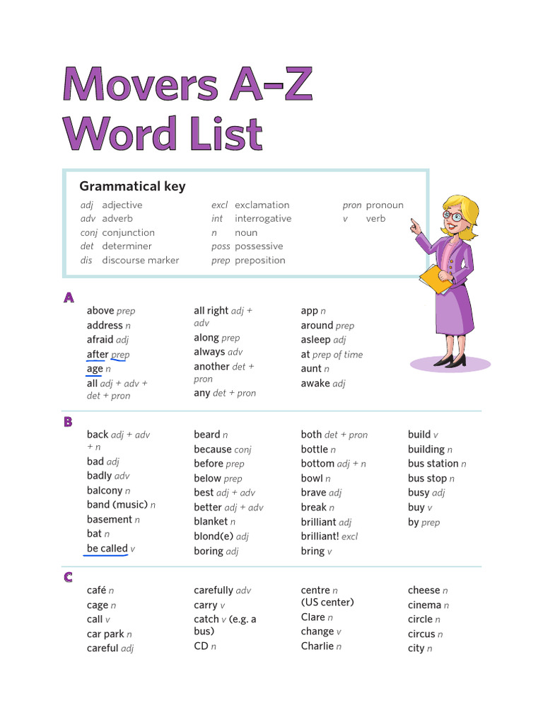 Yle Movers Word List 2018 - 0 | PDF | Grammar | Linguistics
