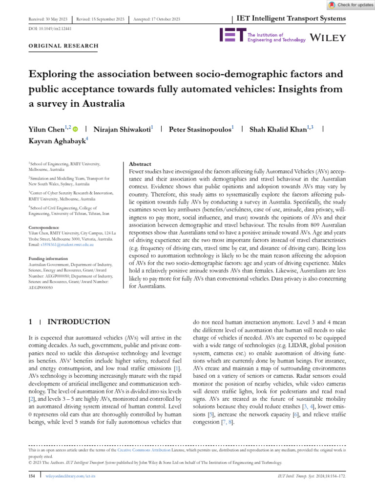 Iet Intelligent Trans Sys 2023 Chen Exploring The Association Between Socio Demographic