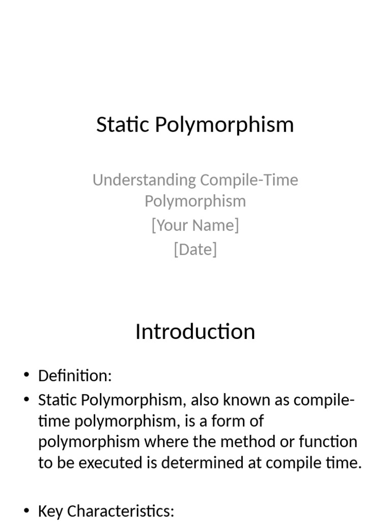 Static Polymorphism Presentation | PDF