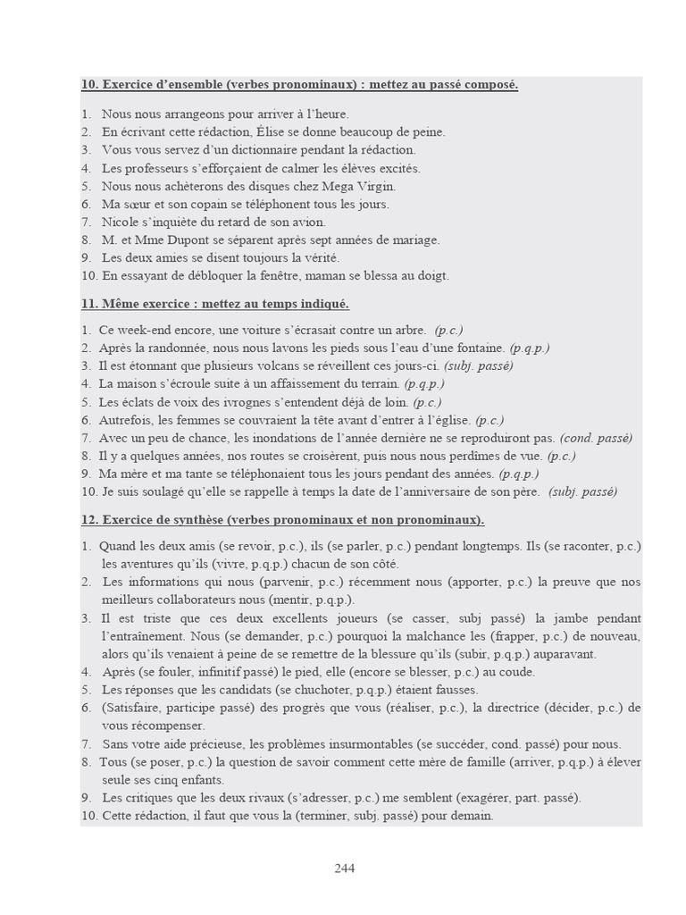 Exercices sur les accords pronominaux | PDF