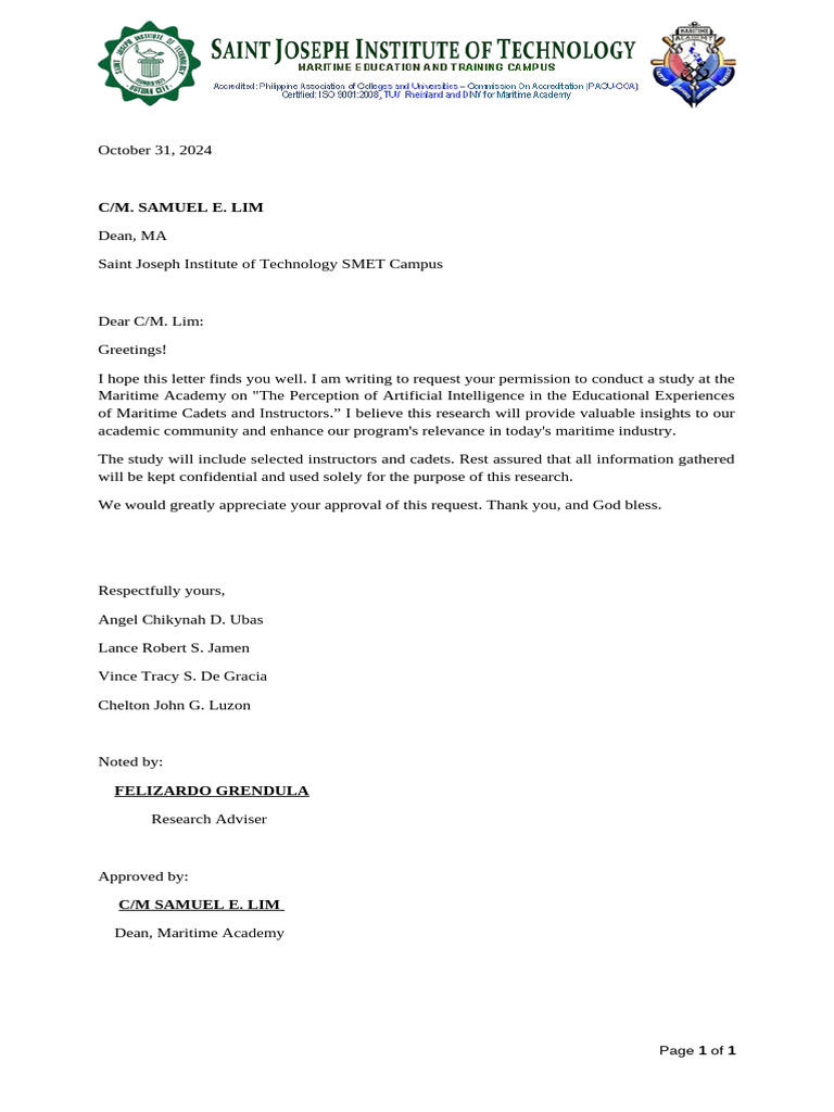 Letter For The Dean | PDF