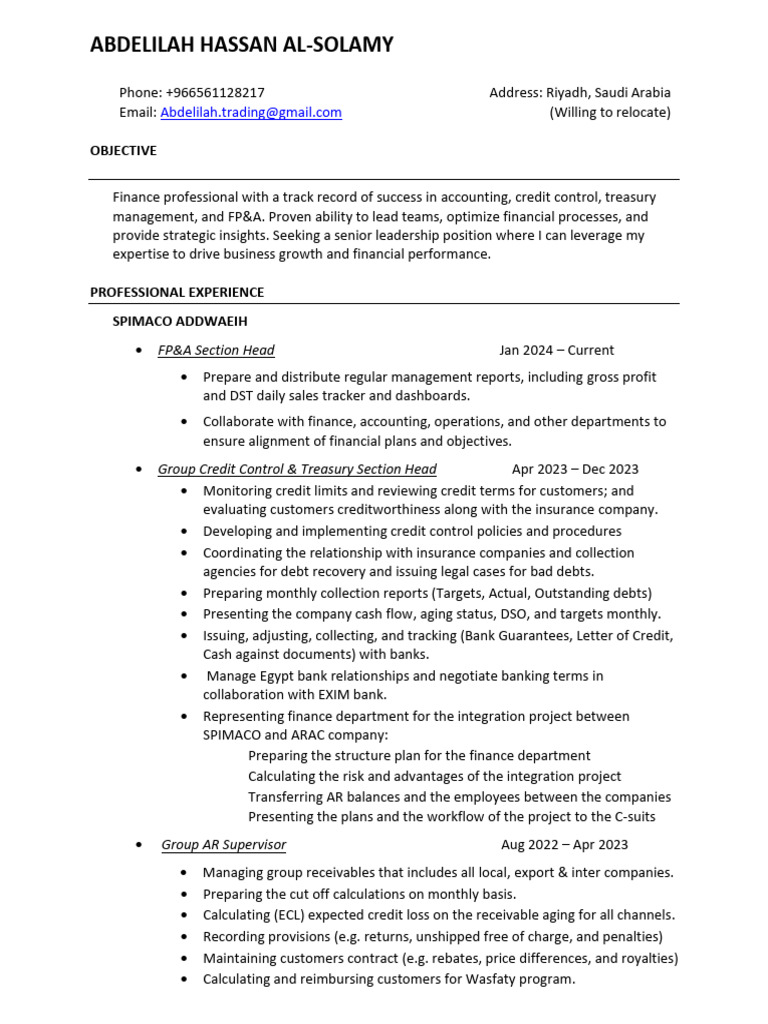 resume 4 | PDF | Credit | Finance & Money Management