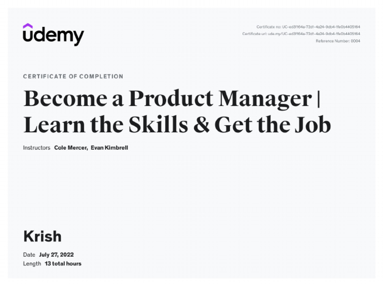 Udemy Certificate | PDF